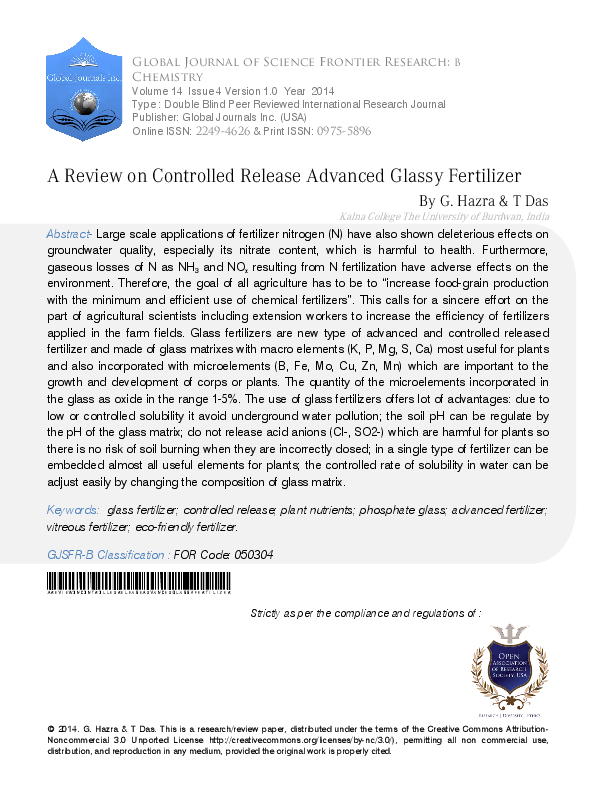 (PDF) A Review on Controlled Release Advanced Glassy Fertilizer