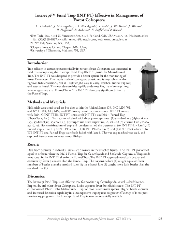 (PDF) Intercept™ Panel Trap (INT PT) Effective in Management of Forest ...