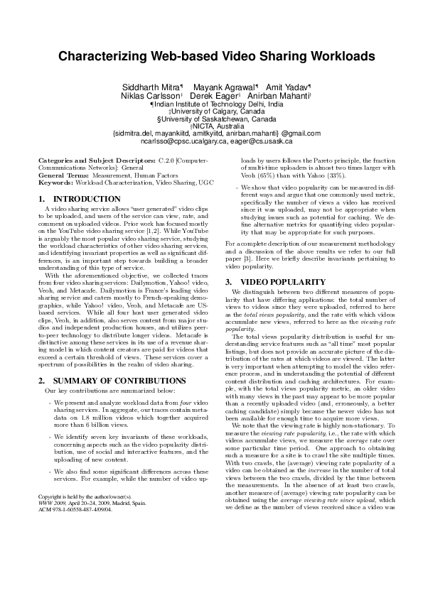 (PDF) Characterizing web-based video sharing workloads