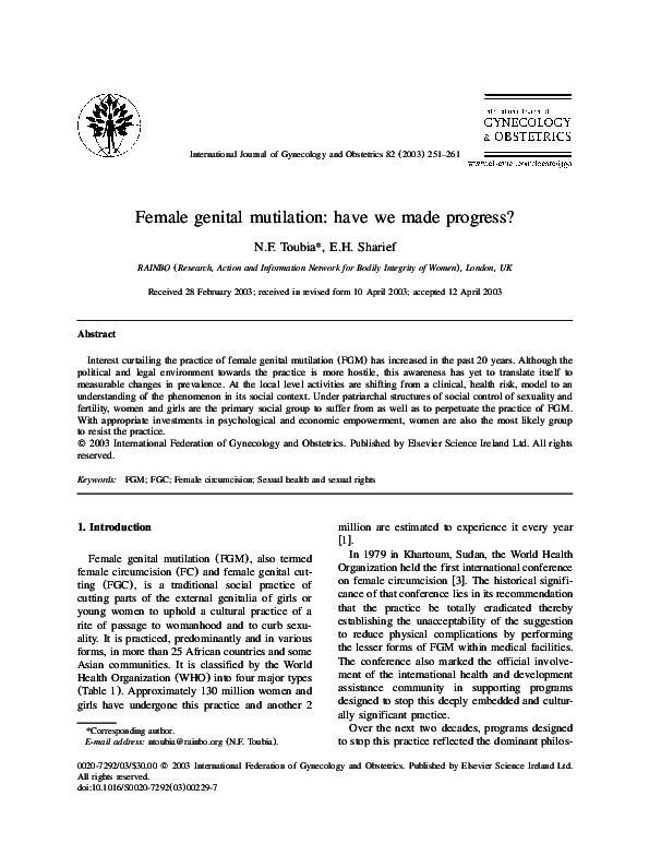 (PDF) Female genital mutilation: have we made progress
