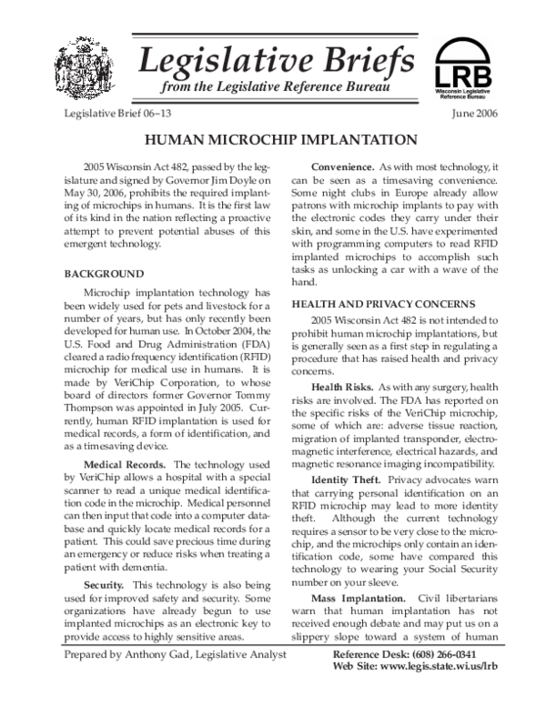 (PDF) Legislative Briefs from the Legislative Reference Bureau