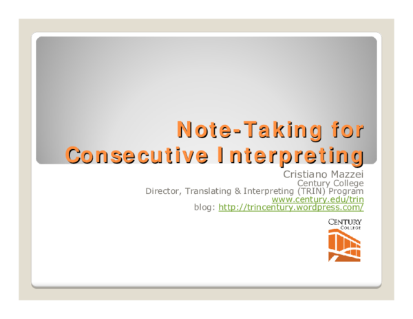 (PDF) Note Note - -Taking for Taking for Consecutive Interpreting Consecutive Interpreting
