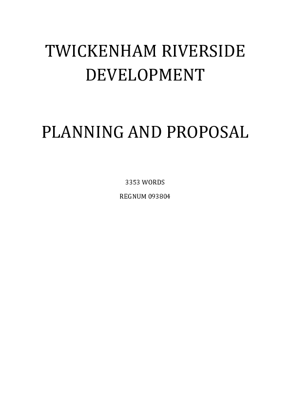 (DOC) Twickenham Riverside Development (Tourism Plan)
