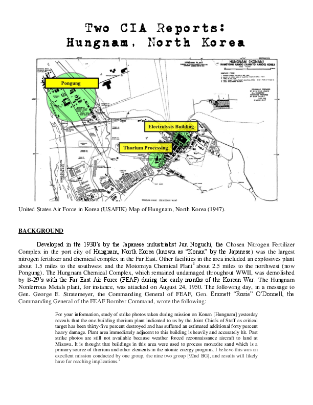 (PDF) Two CIA Reports: Hungnam, North Korea