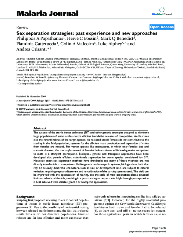 Pdf Sex Separation Strategies Past Experience And New Approaches