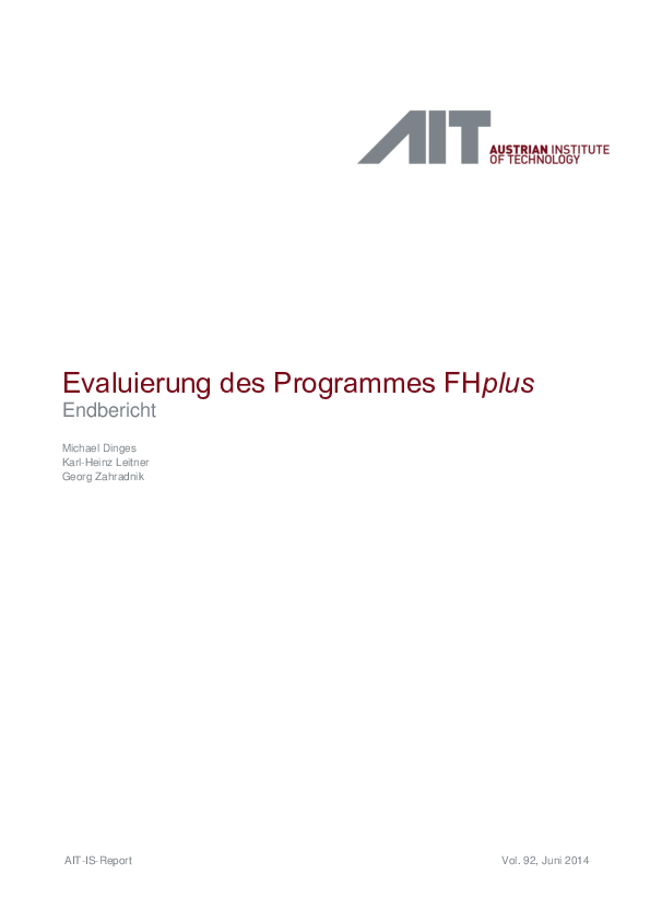 (PDF) Evaluierung des Programmes FHplus
