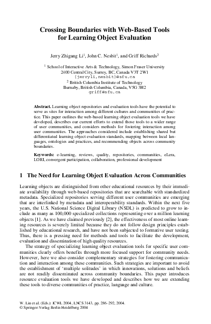 (PDF) Crossing Boundaries with Web-Based Tools for Learning Object ...