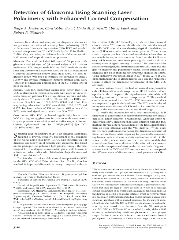 (PDF) Detection of Glaucoma Using Scanning Laser Polarimetry with ...