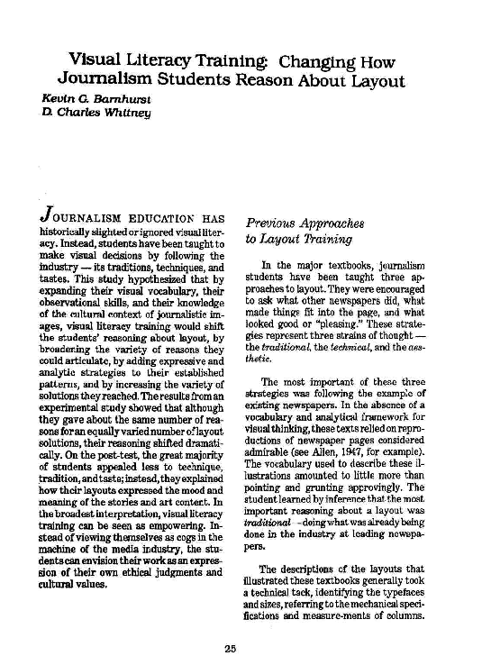 (PDF) Visual Literacy Training: Changing How Journalism Students Reason ...