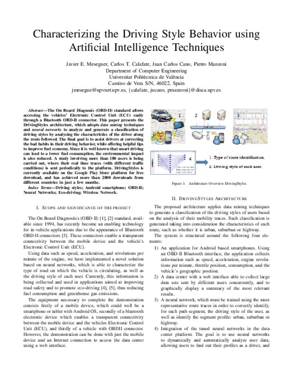 (PDF) Characterizing the Driving Style Behavior Using Artificial ...