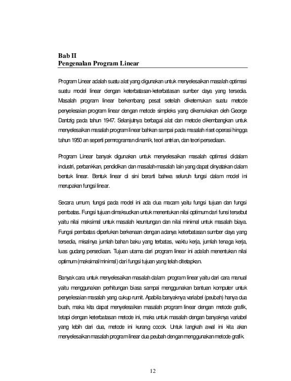 (PDF) Bab II Pengenalan Program Linear