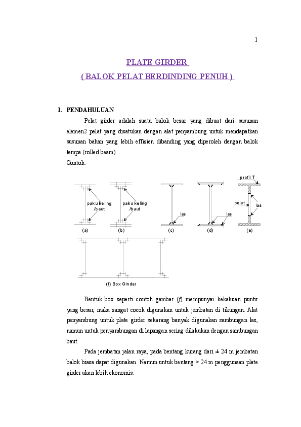 (DOC) PLATE GIRDER ( BALOK PELAT BERDINDING PENUH