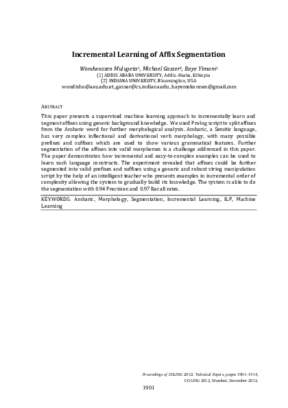 (PDF) Incremental Learning of Affix Segmentation