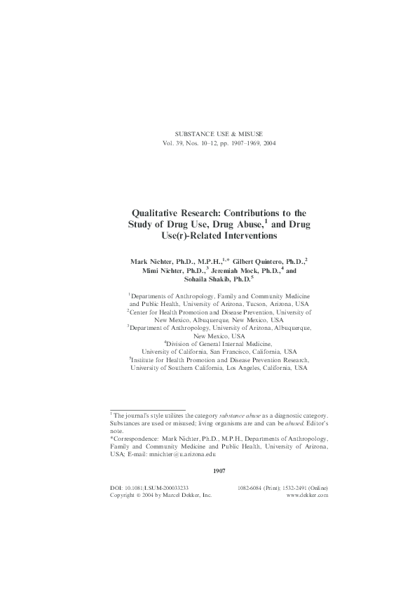 (PDF) Qualitative Research: Contributions to the Study of Drug Use ...