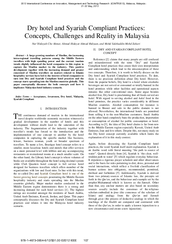 (PDF) Dry Hotel and Syariah Compliant Practices: Concepts, Challenges ...