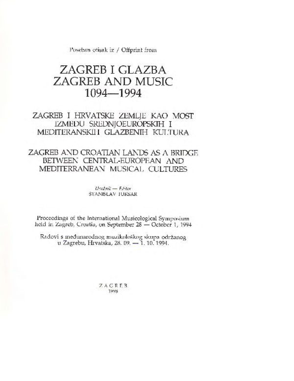 (PDF) Leopold Alexander Zellner and the reports on Croatian music in ...