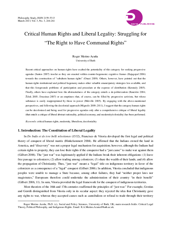 (PDF) Critical human rights and liberal legality: struggling for “the ...