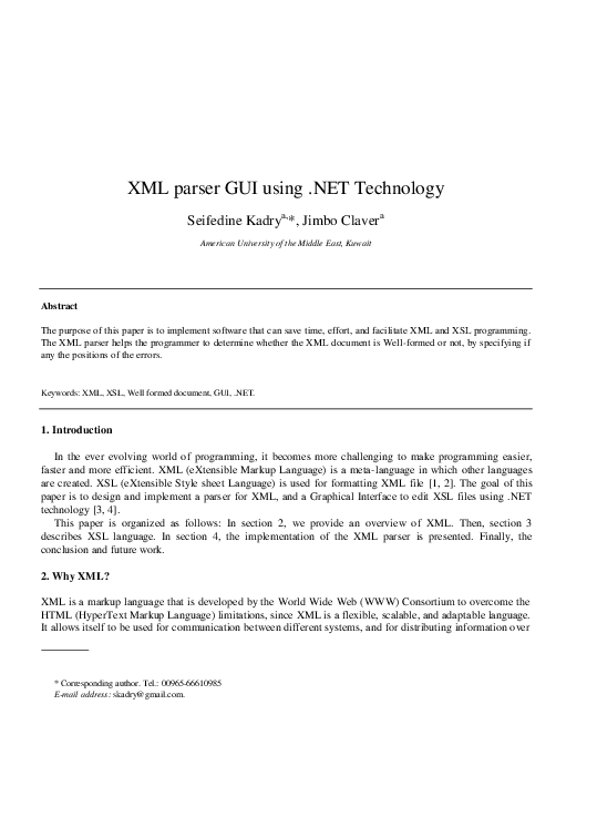 (PDF) XML parser GUI using .NET Technology