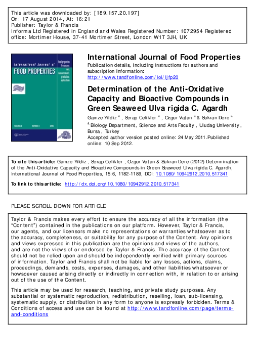 (PDF) Determination of the Anti-Oxidative Capacity and Bioactive ...