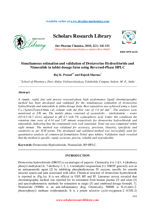 Pdf Scholars Research Library Simultaneous Estimation And Validation