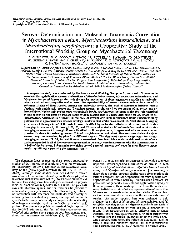 (PDF) Serovar Determination and Molecular Taxonomic Correlation in ...