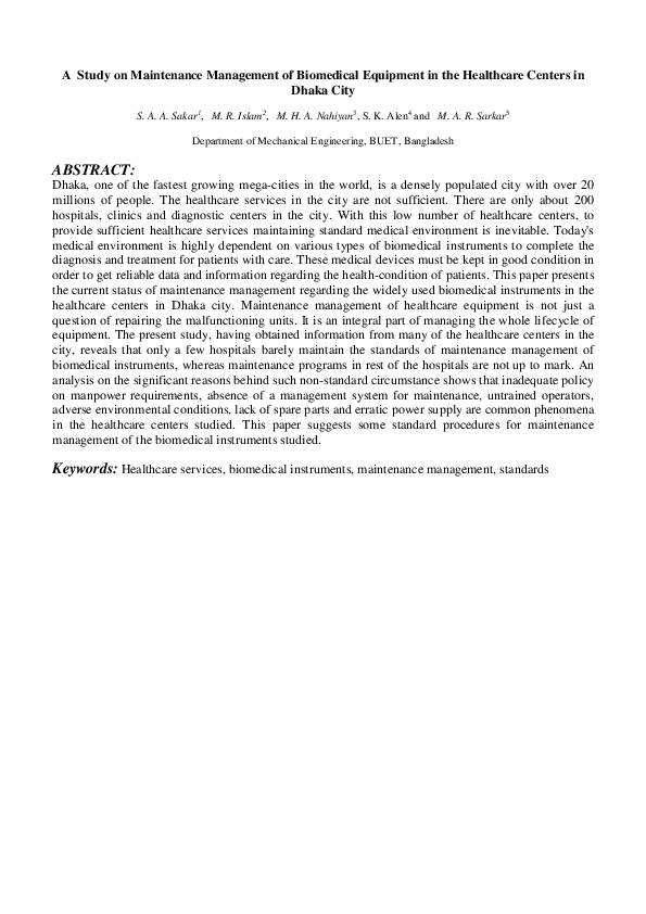 maintenance biomédicale et hospitalière