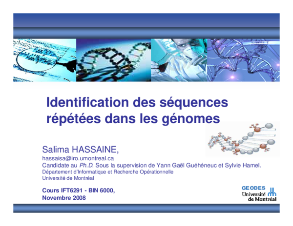 (PDF) Identification des séquences répétées dans les génomes