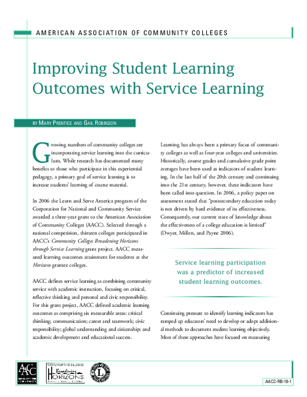 (PDF) Improving Student Learning Outcomes with Service Learning