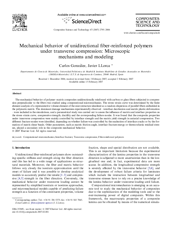 (PDF) Mechanical behavior of unidirectional fiber-reinforced polymers ...