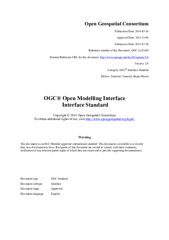 (PDF) 11-014r3 OGC Open Modelling Interface Interface Standard