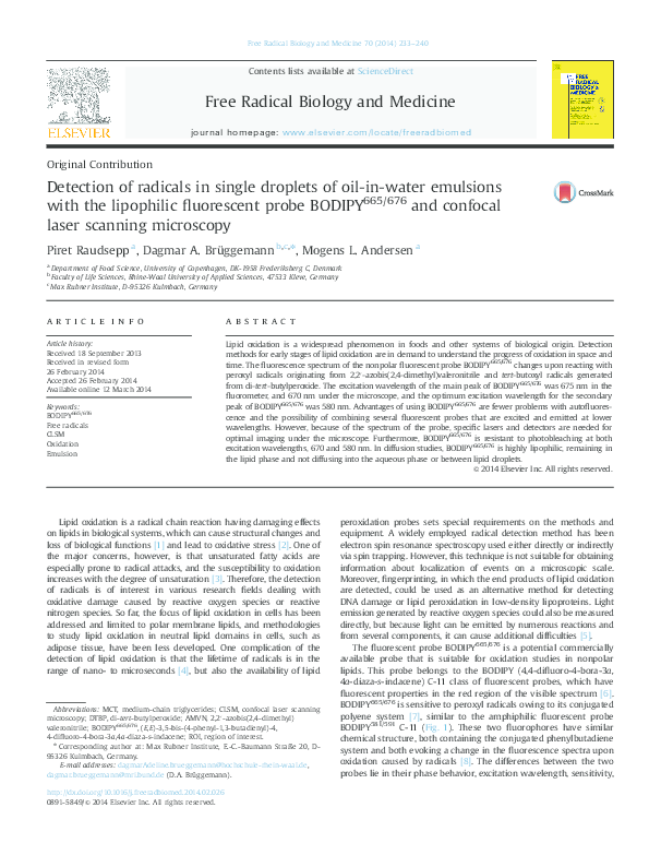 (PDF) Detection of radicals in single droplets of oil-in-water emulsions with the lipophilic ...