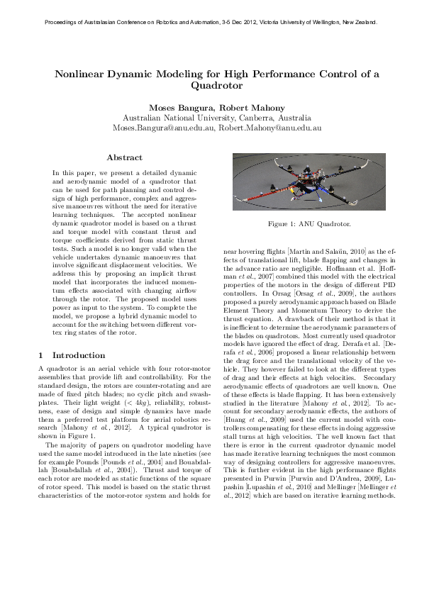 Pdf Nonlinear Dynamic Modeling For High Performance Control Of A