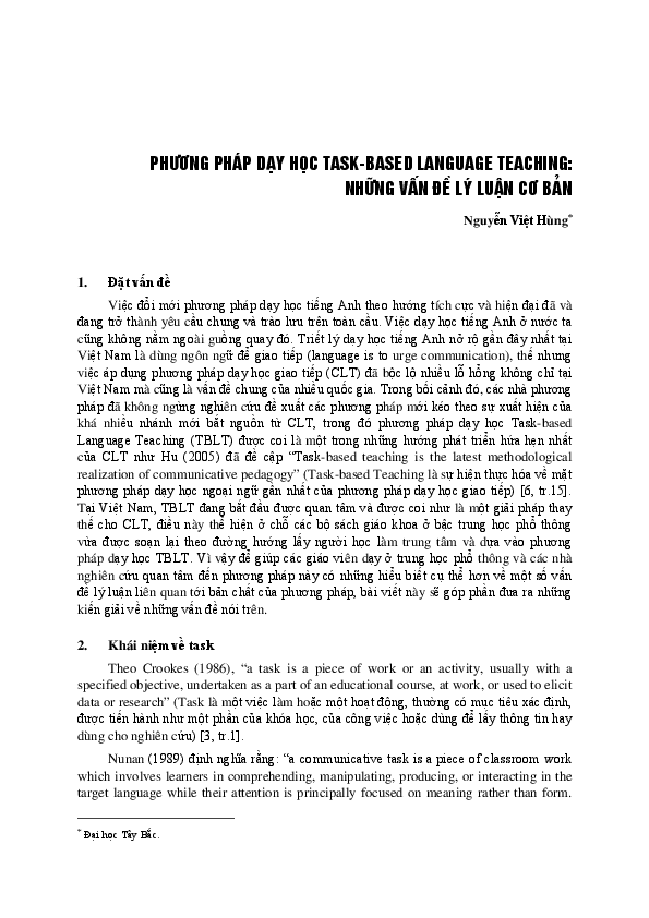 (PDF) PH¦¥NG PH¸P D¹Y HäC TASK-BASED LANGUAGE TEACHING: NH÷NG VÊN Ò Lý LUËN C¥ BN