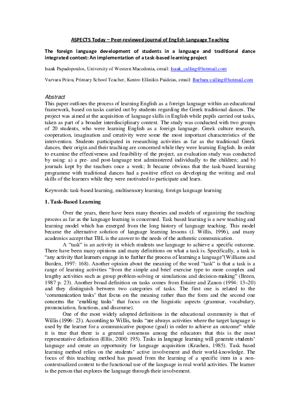 (PDF) The foreign language development of students in a language and traditional dance ...