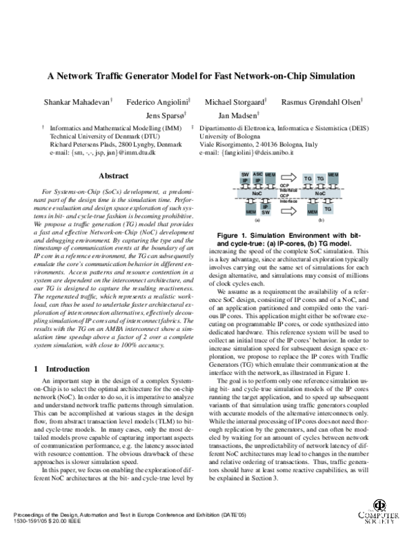 (PDF) A Network Traffic Generator Model for Fast Network-on-Chip Simulation
