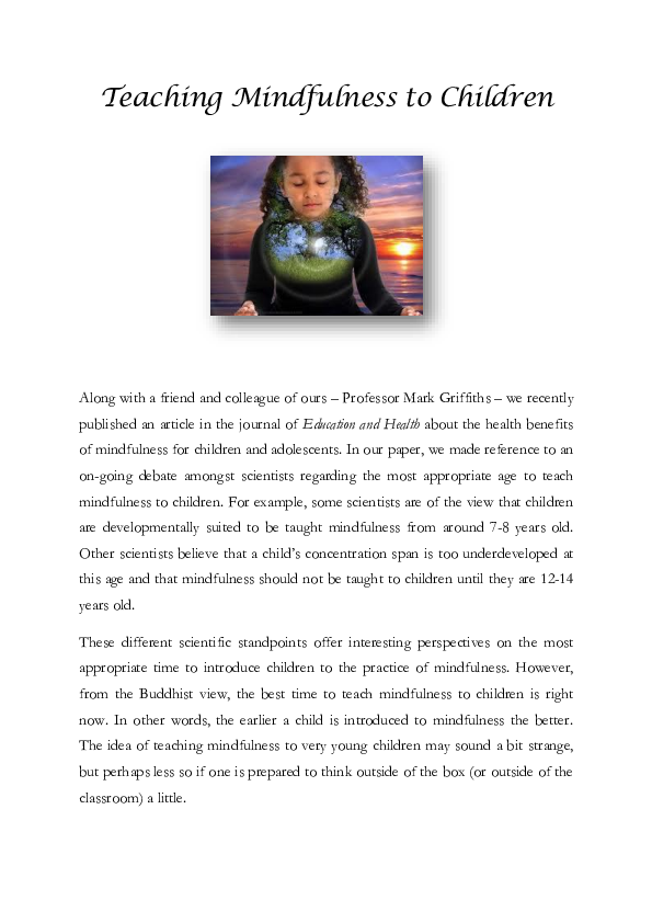 (PDF) Edo Shonin, & William Van Gordon (2013).Teaching Mindfulness to ...