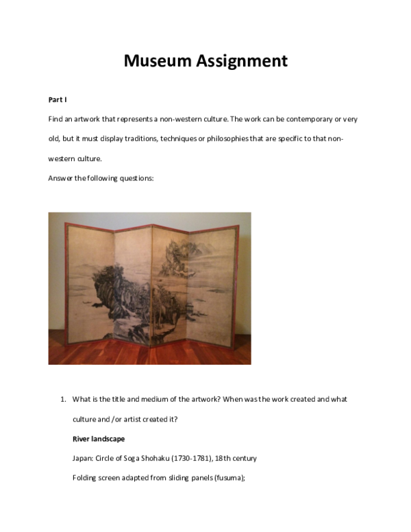 (DOC) Museum Assignment Part I Find an