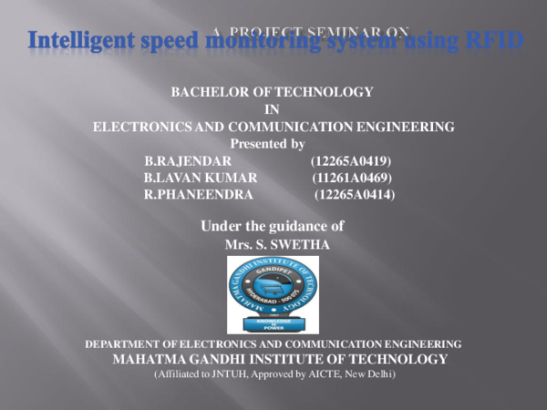(PPT) Intelligent speed monitoring system using RFID