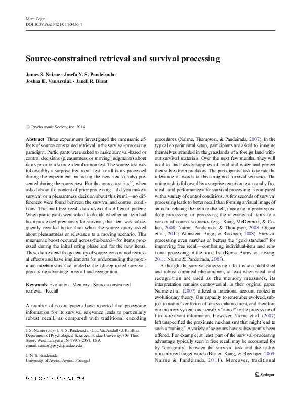 Pdf Source Constrained Retrieval And Survival Processing