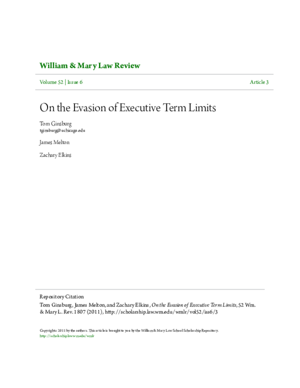 (PDF) On the Evasion of Executive Term Limits