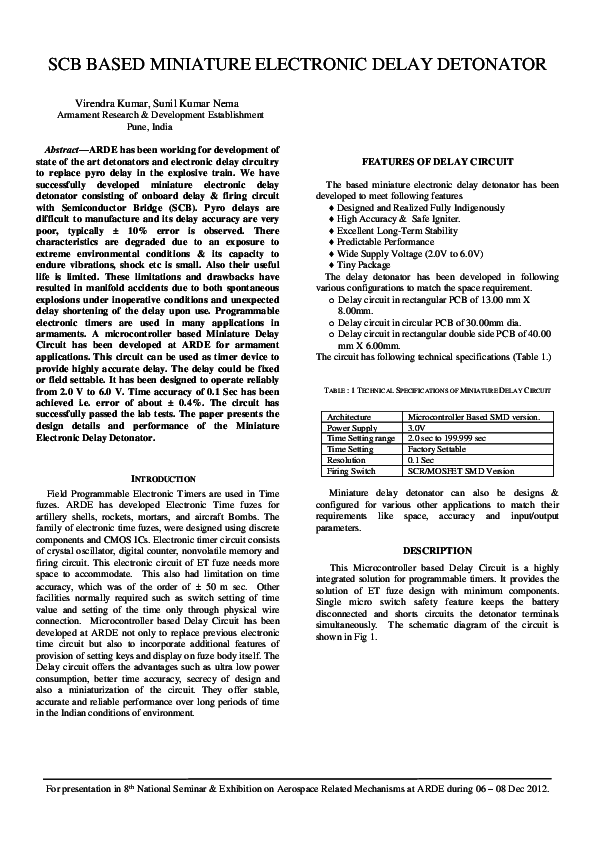 (PDF) SCB BASED MINIATURE ELECTRONIC DELAY DETONATOR
