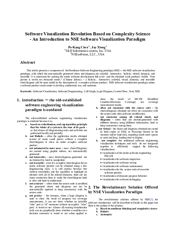 (PDF) Software Visualization Revolution Based on Complexity Science - An Introduction to NSE ...