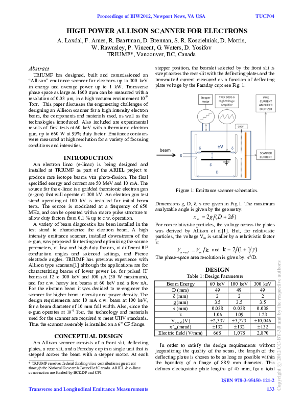 (PDF) HIGH POWER ALLISON SCANNER FOR ELECTRONS
