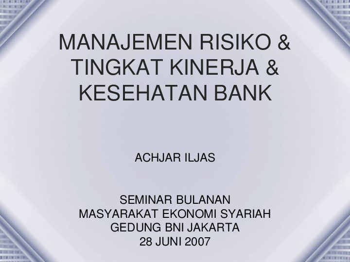 (PPT) Manajemen risiko