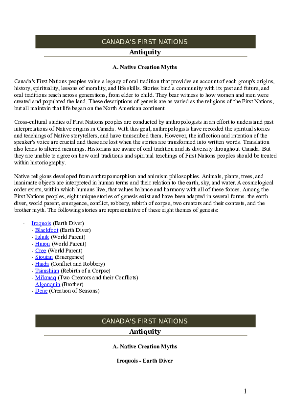 (DOC) CANADA'S FIRST NATIONS