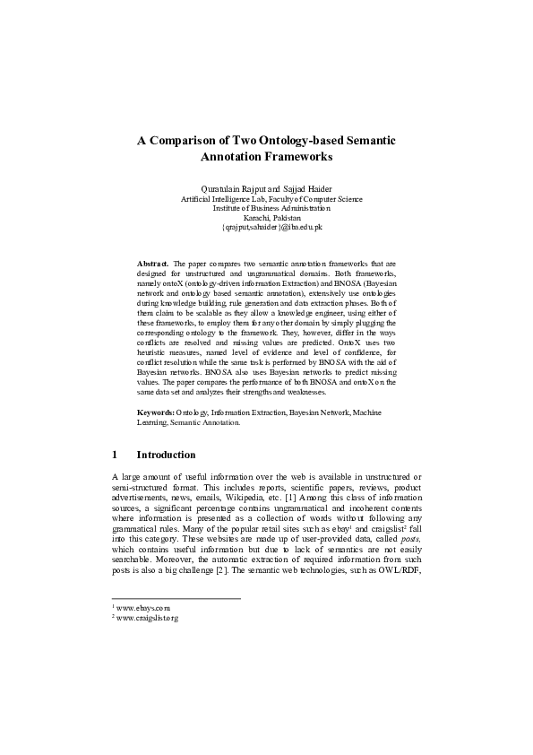 (PDF) Comparing Ontology-Based Annotation Frameworks