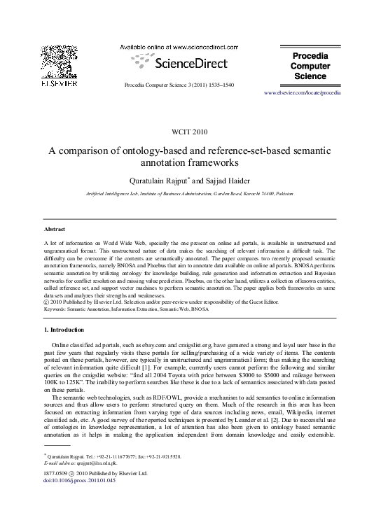 Pdf A Comparison Of Ontology Based And Reference Set Based Semantic