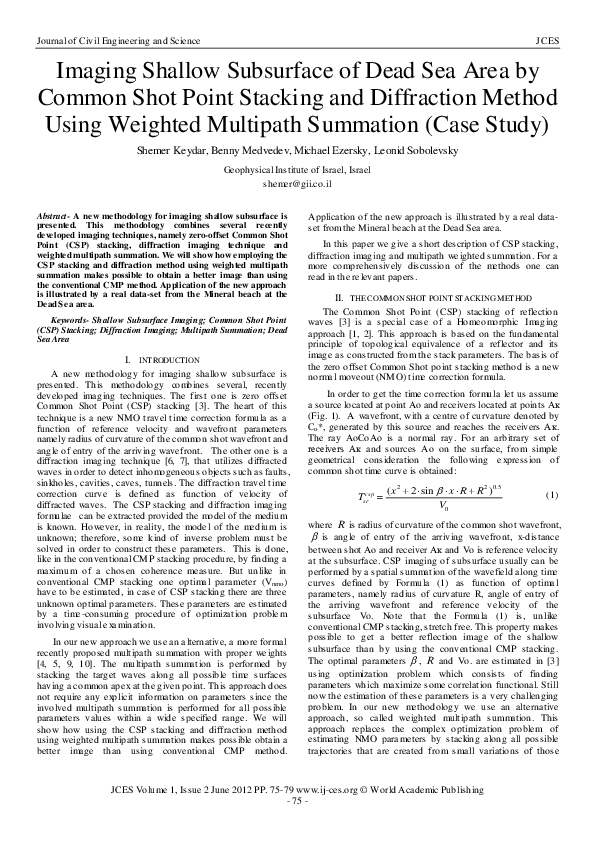 (PDF) Imaging Shallow Subsurface of Dead Sea Area by Common Shot Point ...