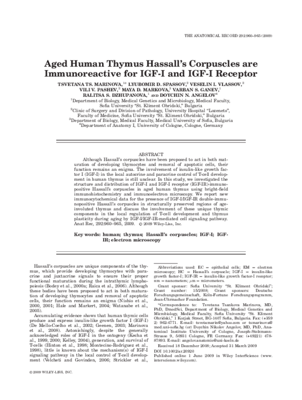 (PDF) Aged Human Thymus Hassall’s Corpuscles are Immunoreactive for IGF ...