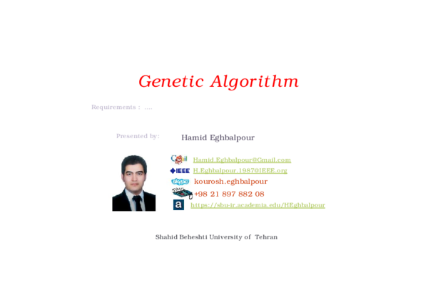 (PDF) Genetic Algorithm Lecture
